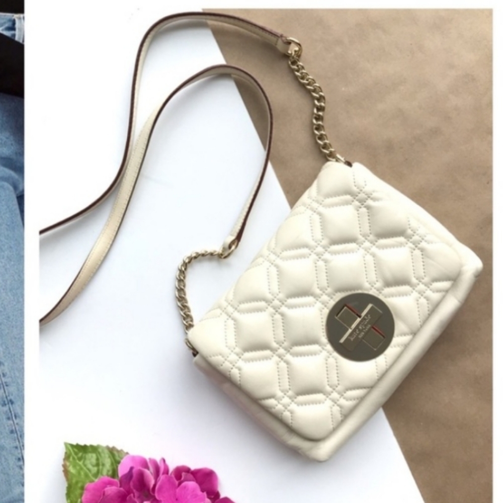Kate Spade Quilted Turn Lock Leather Crossbody Bag - Gem